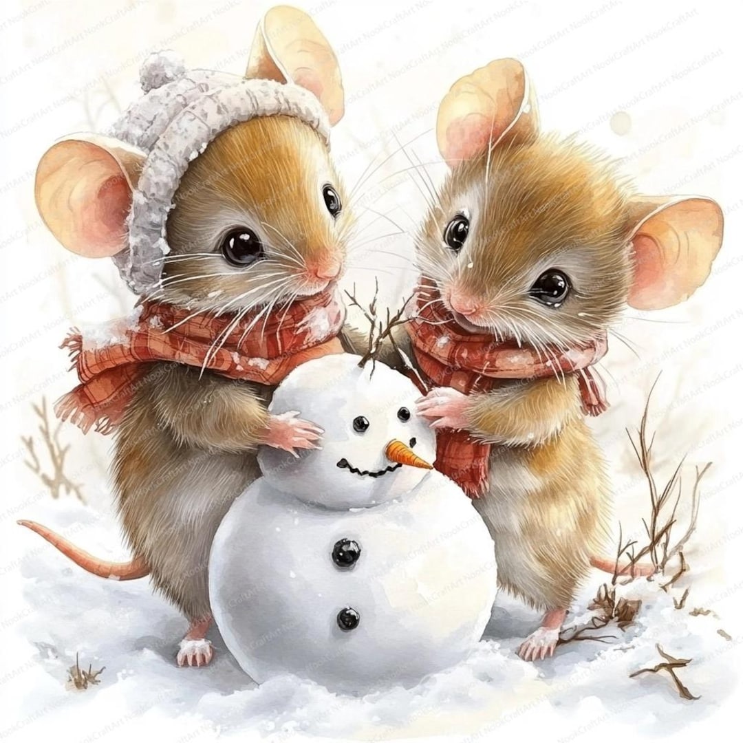 14 Winter-style Mice Clipart | Cozy Critters | Printable Watercolor ...