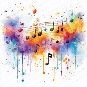 20 Watercolor Music Notes Clipart | Music Wall Art & Notes | High ...
