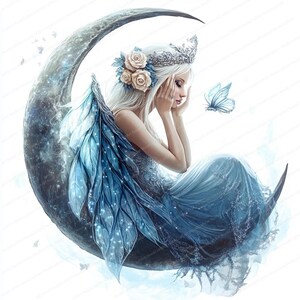 Moon Fairy Images | 20 High Quality Jpgs | Printable Watercolor Clipart ...