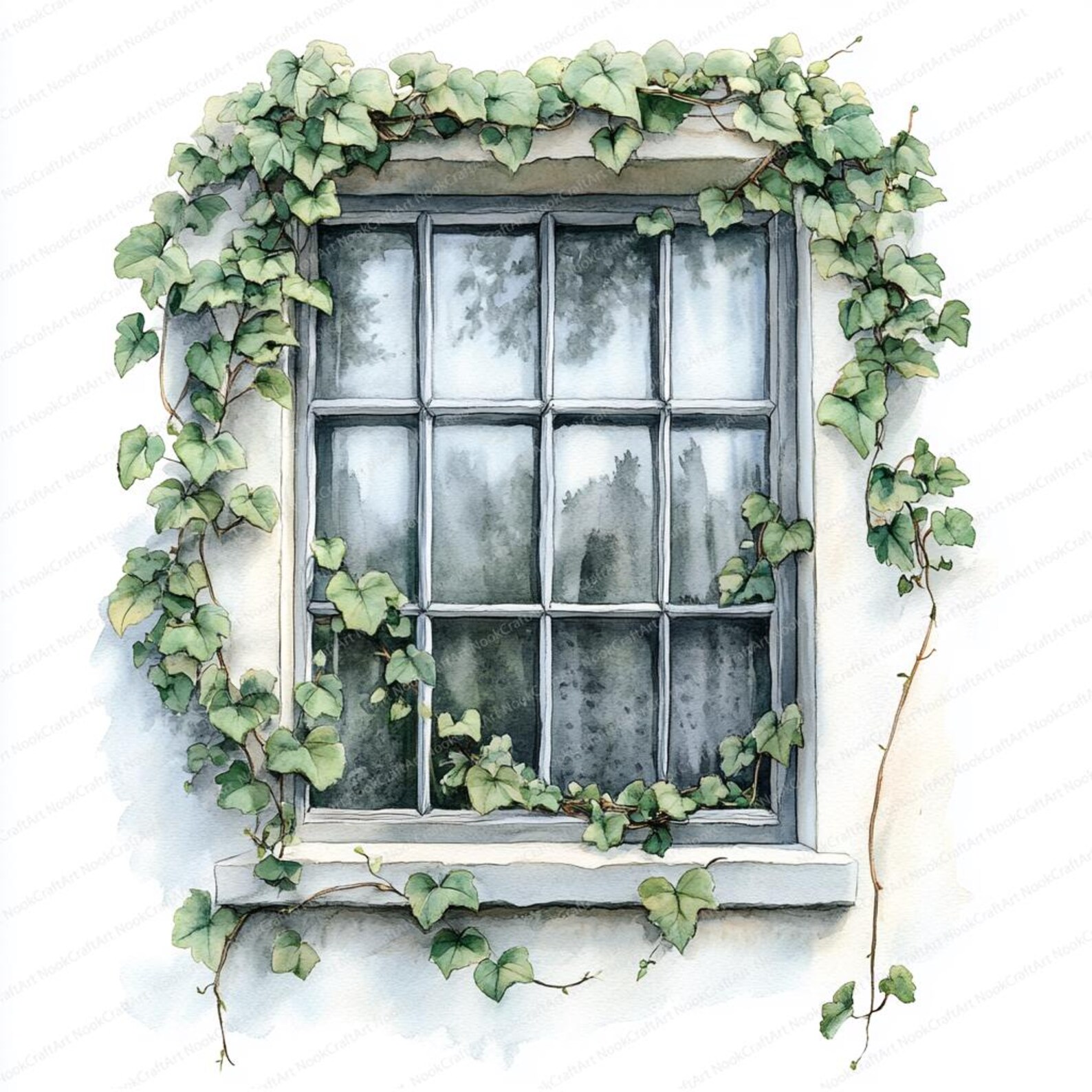 21 Ivy Window Clipart | Floral Design for Decor | Printable Watercolor ...