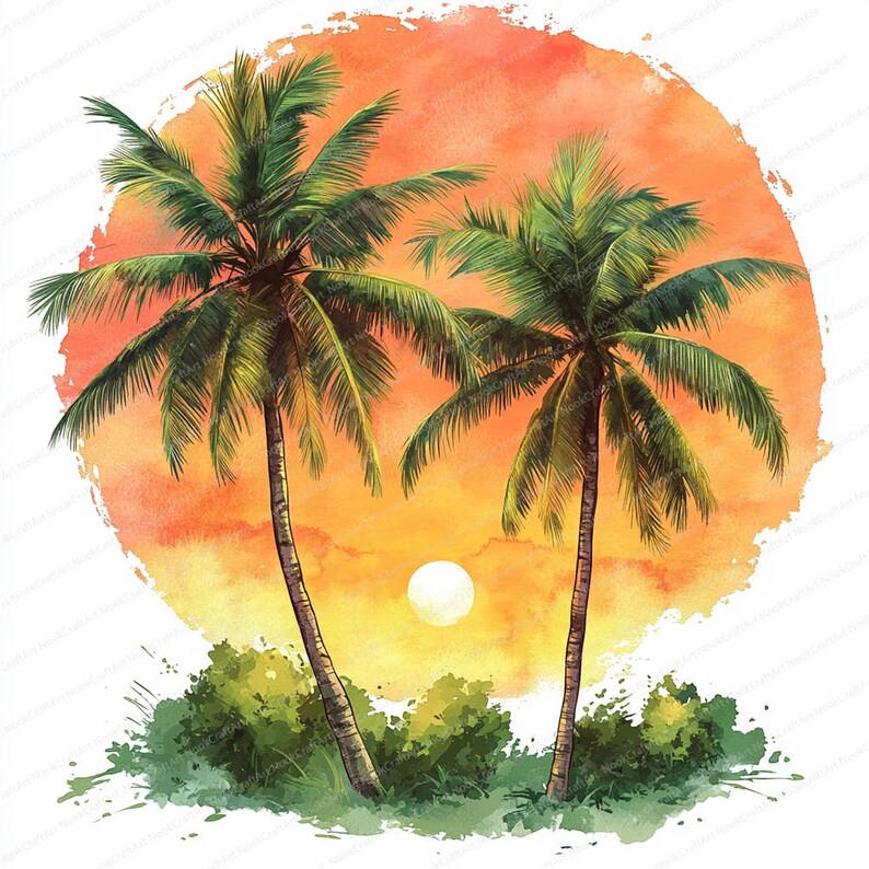 20 Beach Palm Trees Clipart | Tropical Summer Graphics| Printable ...
