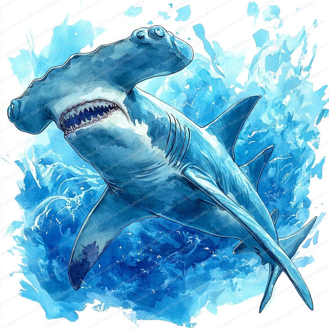 18 Hammerhead Shark Clipart | Ocean Adventure Illustration | Printable ...