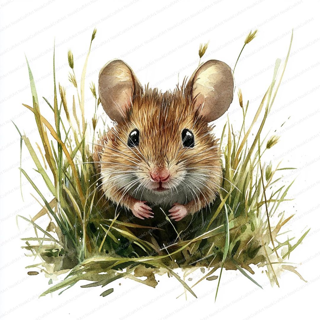 21 Mouse in Grass Clipart | Cute Rodent Hiding Illustration | Printable ...