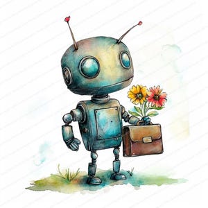 20 Pupil Robots Clipart | Robot Learner Clipart | Printable Watercolor ...
