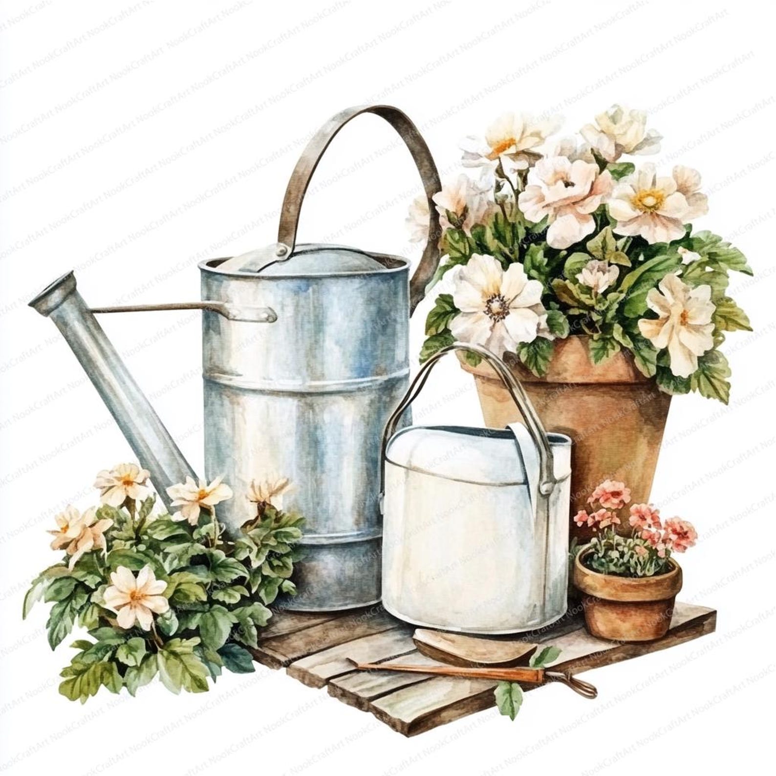 16 Vintage Gardening Tools Clipart | Printable Watercolor Clipart ...