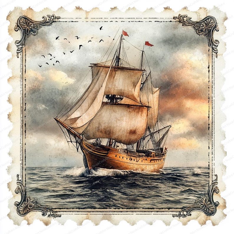 18 Vintage Ship Clipart Collection | Nautical Retro Design Bundle ...