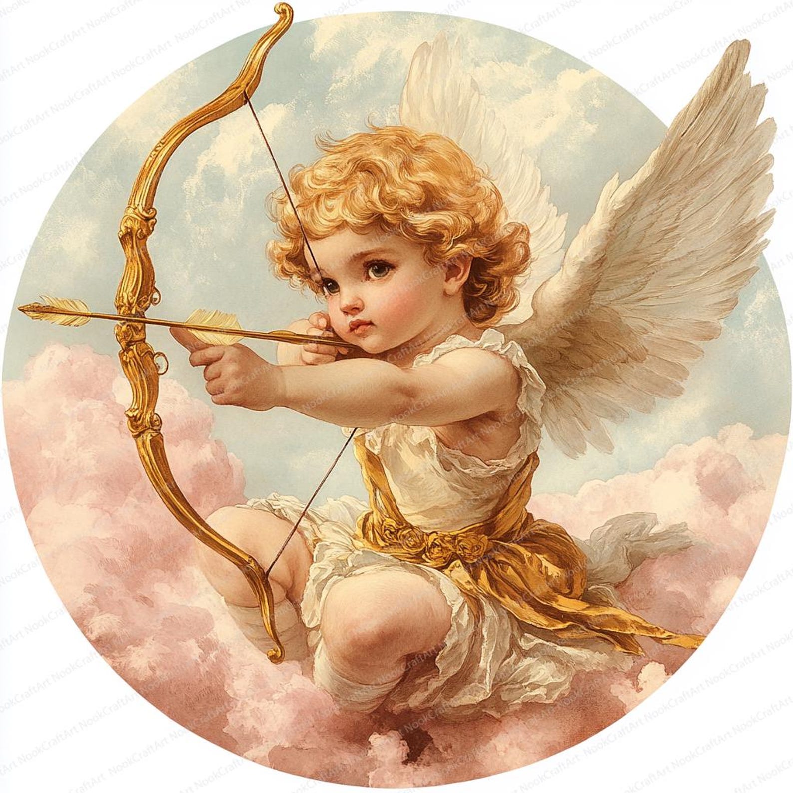 22 Golden Cupid Arrow Clipart | Angel Wings Illustration Set ...
