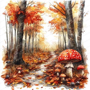 19 Forest Autumn Mushroom Clipart | Fallen Leaves and Nature ...
