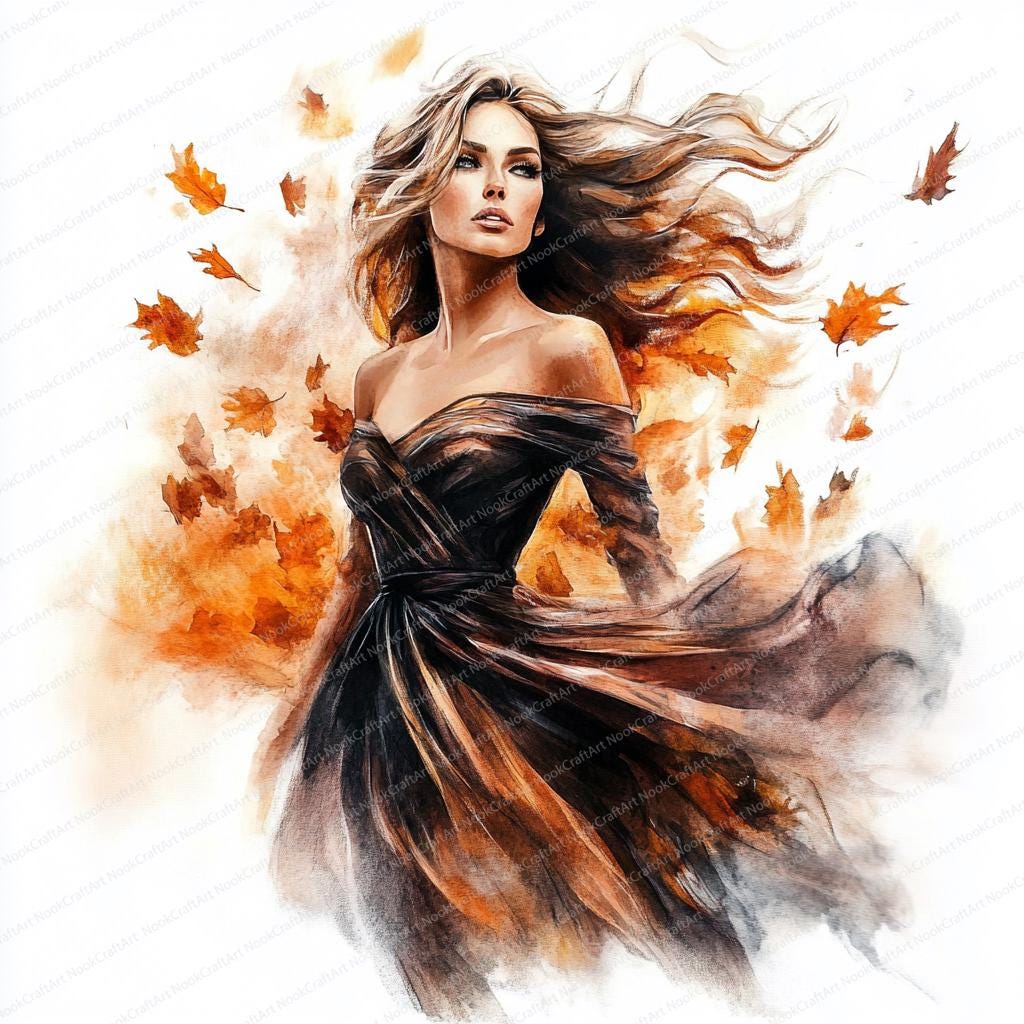 16 Woman in Fall Outfit Clipart | Autumn Fashion Designs | Printable ...