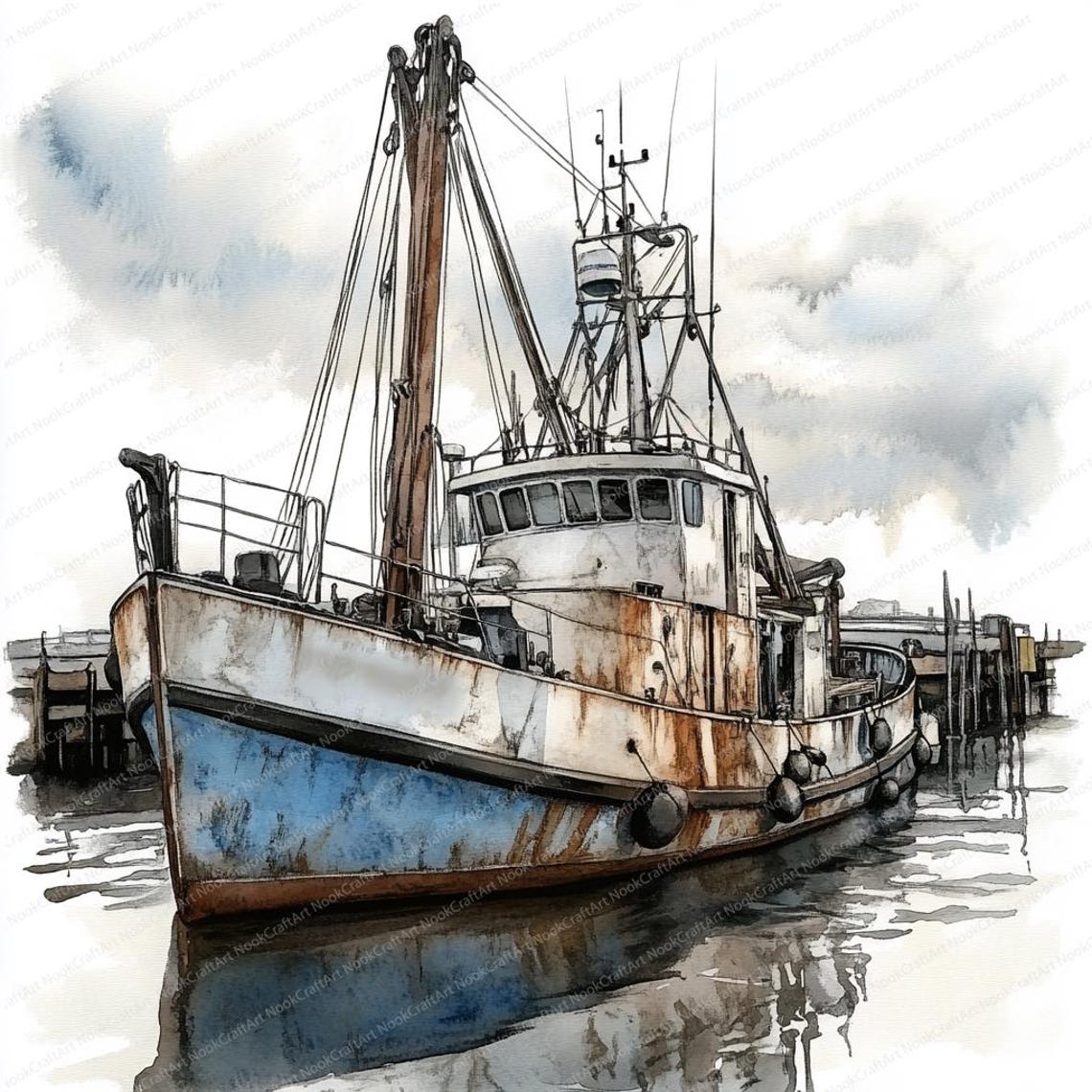 20 Fishing Trawlers Clipart | Colorful Fishing Boats Illustrations ...
