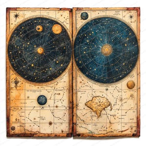 14 Astral Skies Clipart | Celestial Map Designs| Printable Watercolor ...