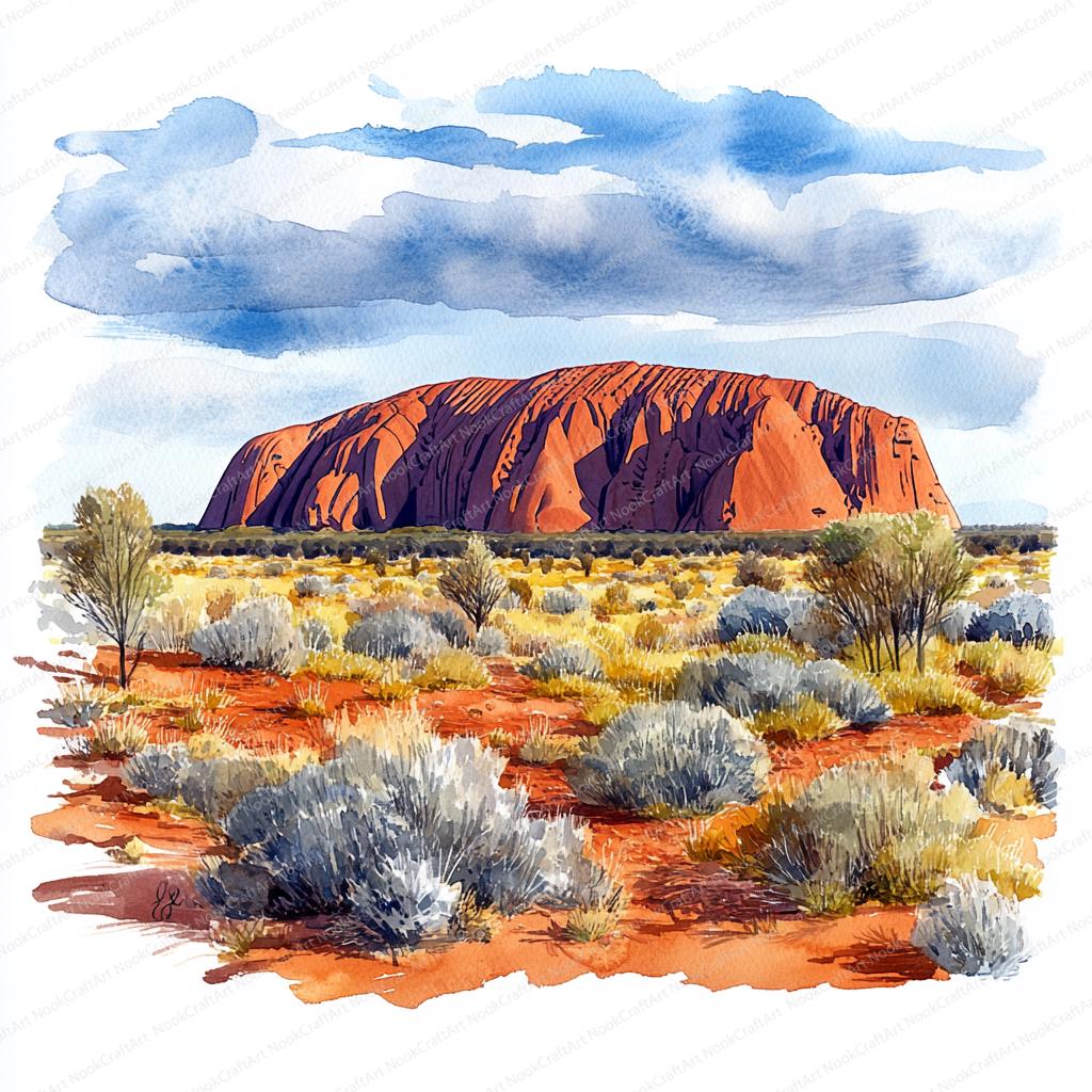 24 Uluru Rock Clipart | Australian Landmark Illustration | Printable ...