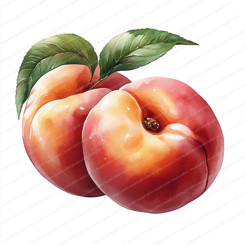 20 Peaches Clipart | Summer Fruit Watercolor Images | Printable Jpgs ...
