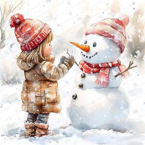 14 Christmas Watercolor Snowman Clipart | Winter Scene | Printable ...