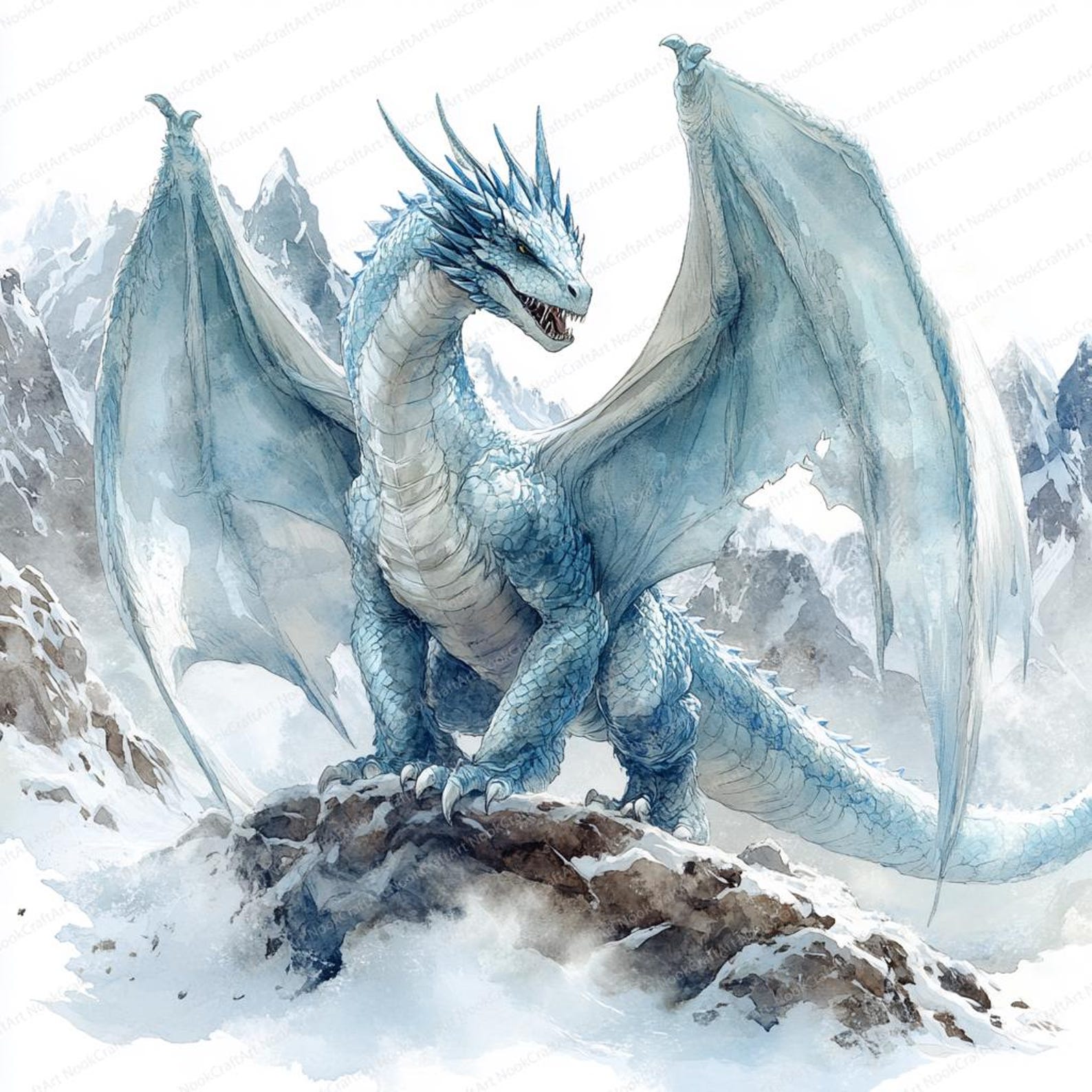 17 Ice Dragon Fantasy Clipart | Magical Winter Creature Collection ...