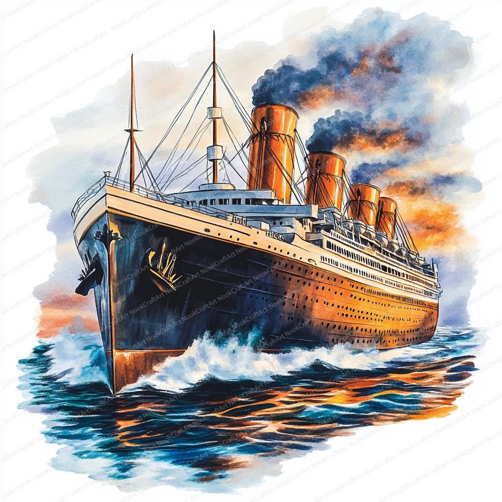 14 Titanic Watercolor Clipart | Titanic Illustration | Printable ...