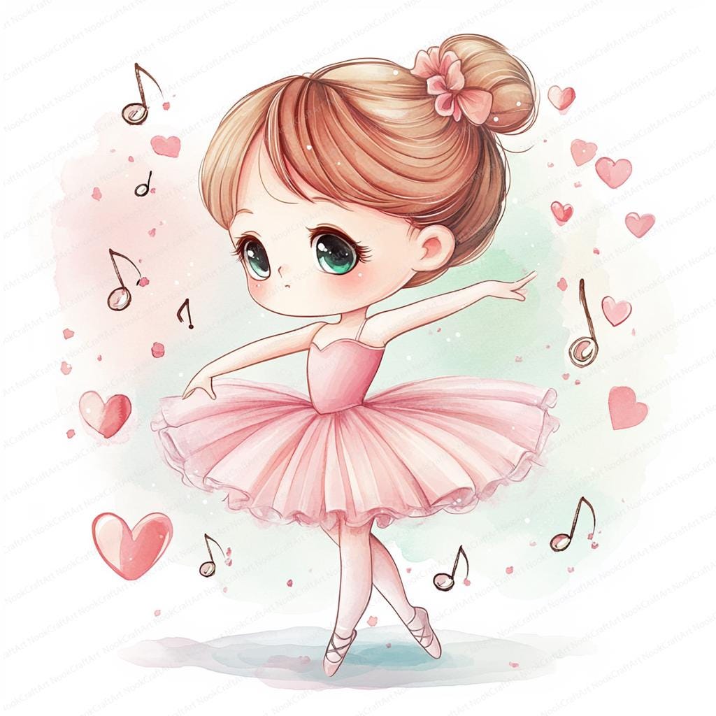 18 Cute Ballerina Clipart | Whimsical Ballerina | Printable Watercolor ...
