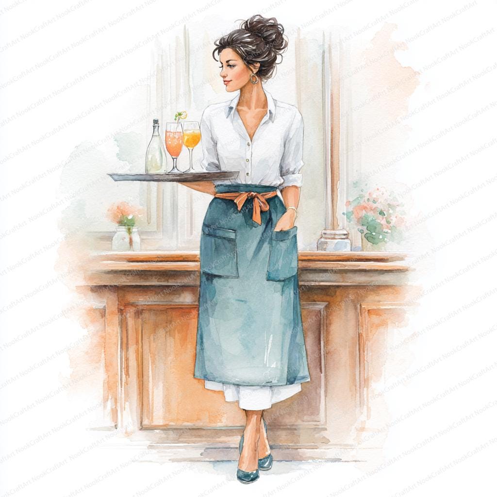 18 Waitress Clipart Set | Restaurant Service Graphics | Printable ...