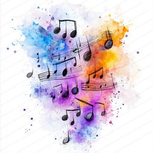 20 Watercolor Music Notes Clipart | Music Wall Art & Notes | High ...