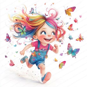 Sweet Girl With Butterfly Clipart | 18 High Quality Jpgs | Printable ...