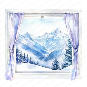 15 Window Mountain View Clipart | Mountain View Through Window Artwork ...