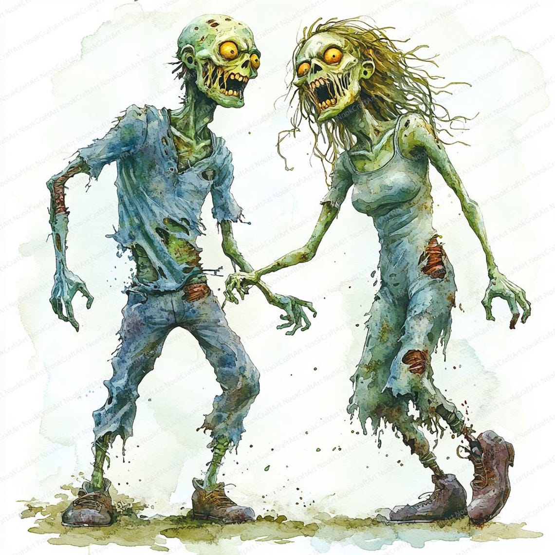 21 Zombie Fun Clipart Collection | Whimsical Undead Illustrations ...