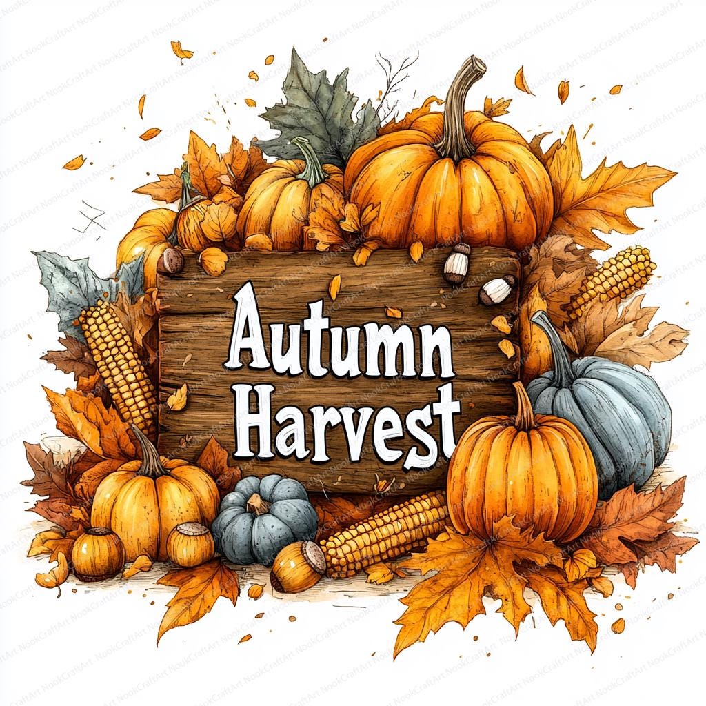 21 Pumpkin Harvest Clipart | Fall Seasonal Pumpkin Art | Printable ...