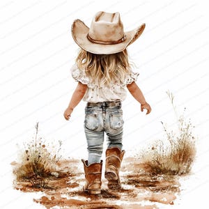 16 Little Girl With Cowboy Hat in Cowboy Boots Clipart | Western Girl ...
