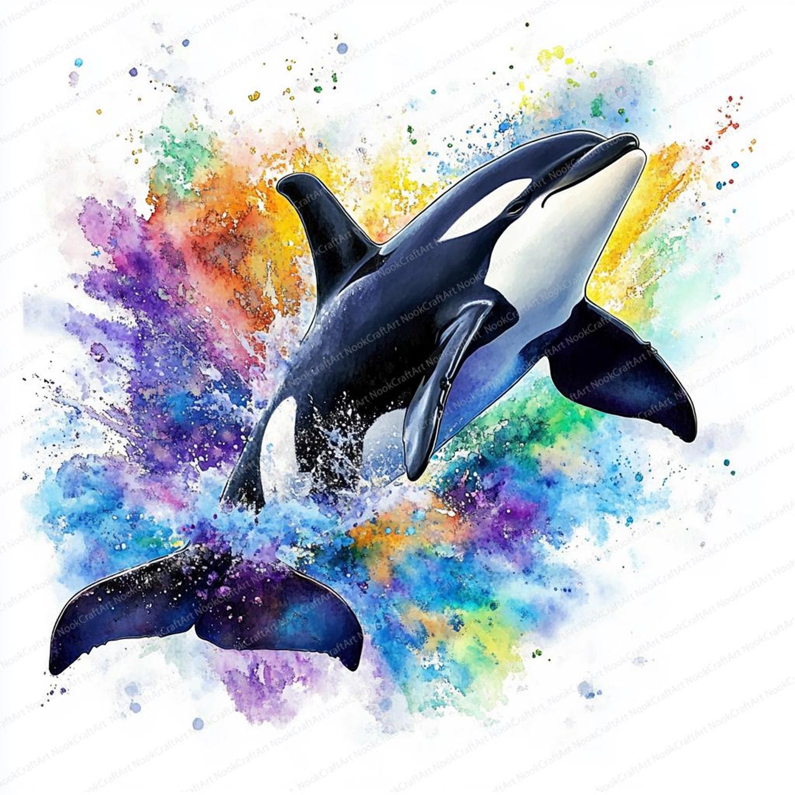 20 Watercolor Orcas Clipart | Ocean Whale | Printable Watercolor ...