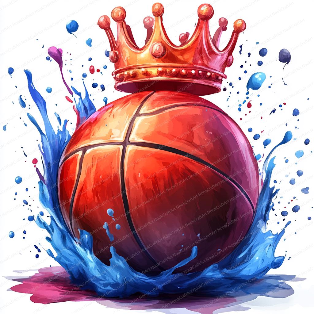 14 Basketball With Crown Clipart | Sports Art | Printable Watercolor ...