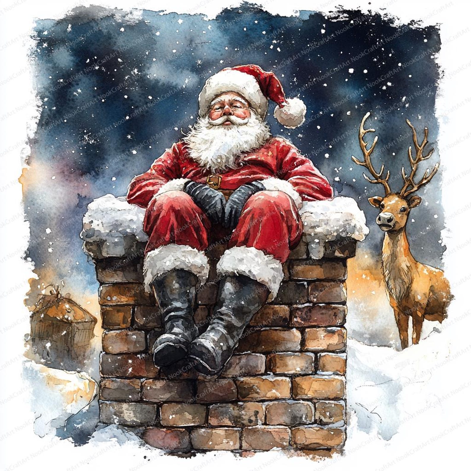 20 Santa Stuck in Chimney Clipart | Christmas Humor Illustration ...