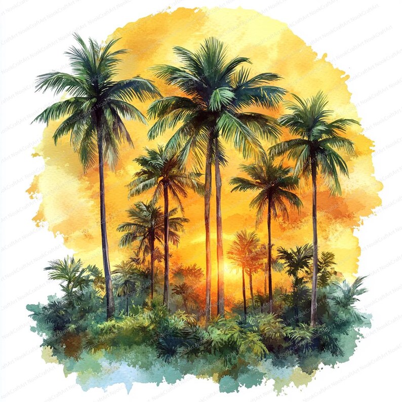 20 Beach Palm Trees Clipart | Tropical Summer Graphics| Printable ...