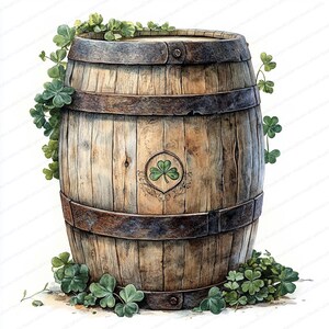16 Vintage Clover Barrel Clipart | Ornate Wood Engraving Design ...