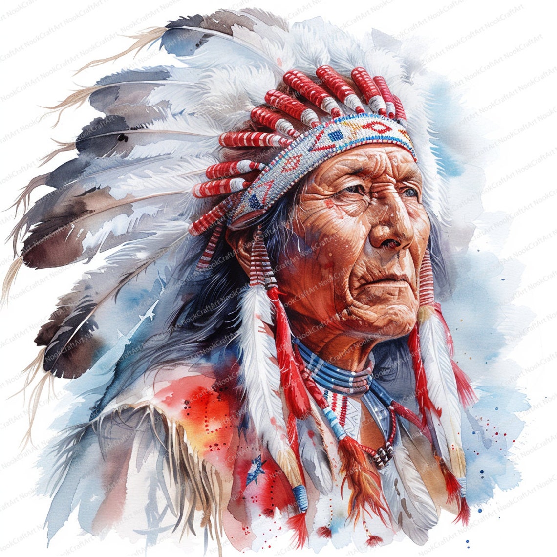 14 Native American Indian Chief Clipart | Printable Watercolor Clipart ...