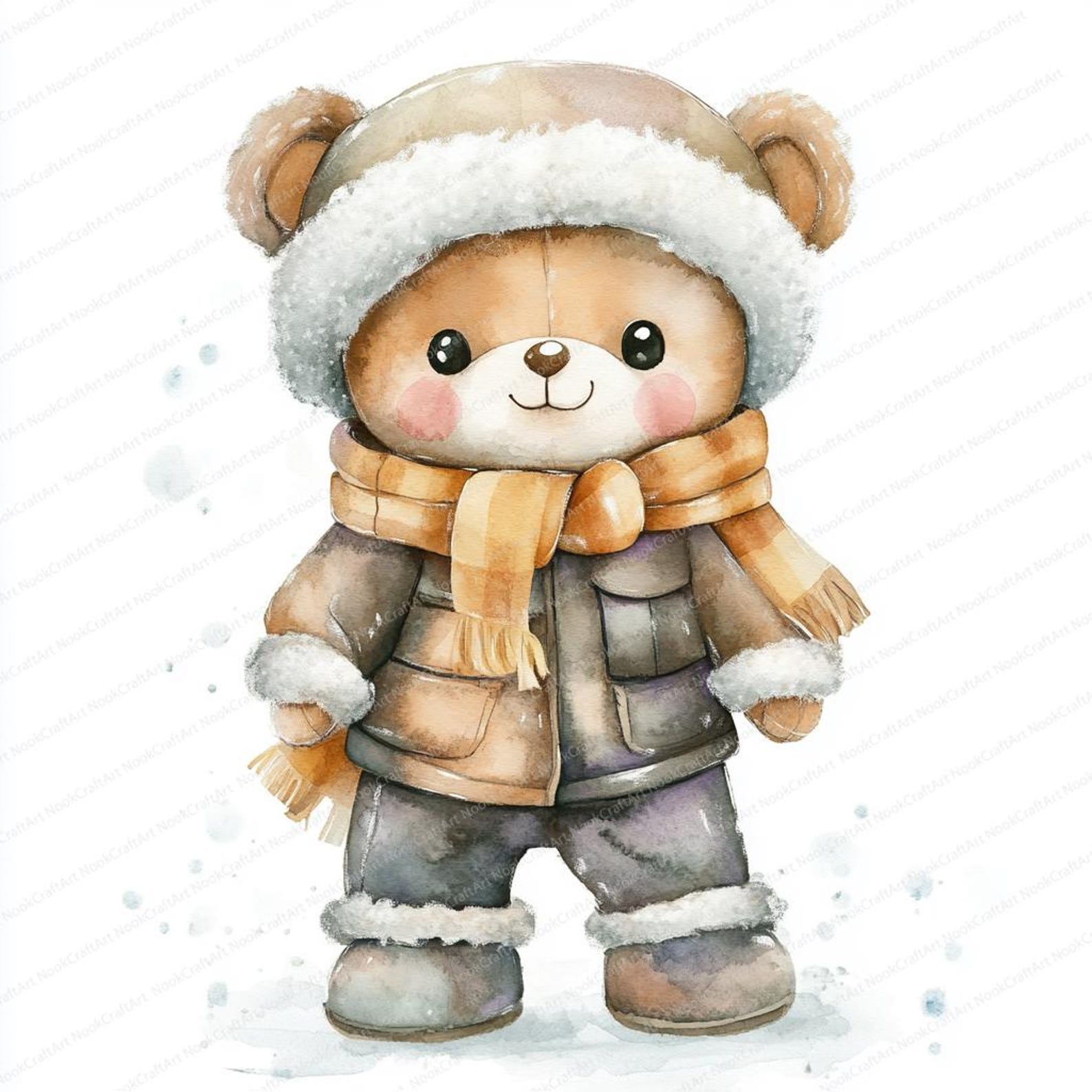 20 Winter Teddy Bear Clipart | Christmas Bear | Printable Watercolor ...
