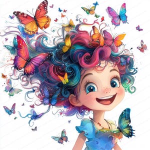Sweet Girl With Butterfly Clipart | 18 High Quality Jpgs | Printable ...