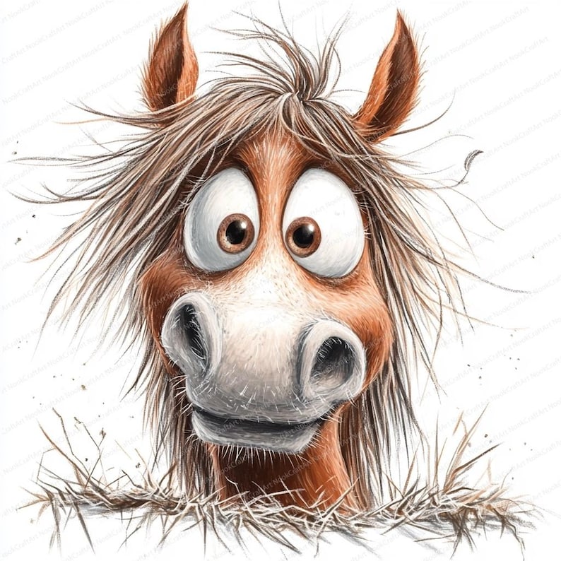 20 Clipart cartoon paard met gek haar | Leuke dierenfiguurkunst ...