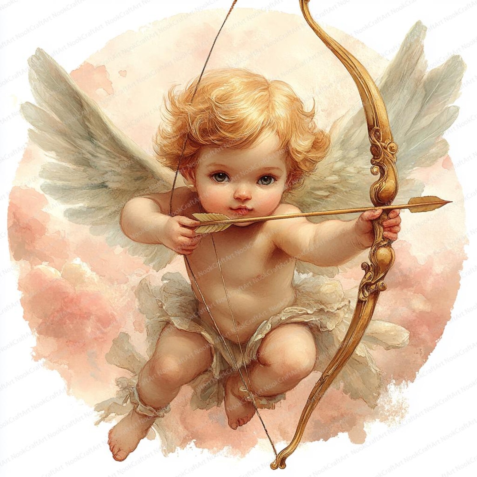 22 Golden Cupid Arrow Clipart | Angel Wings Illustration Set ...