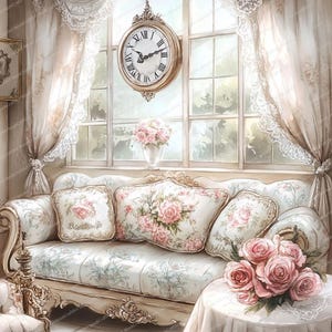 Vintage Shabby Chic Living Room Clip Art | 14 High Quality Jpgs ...
