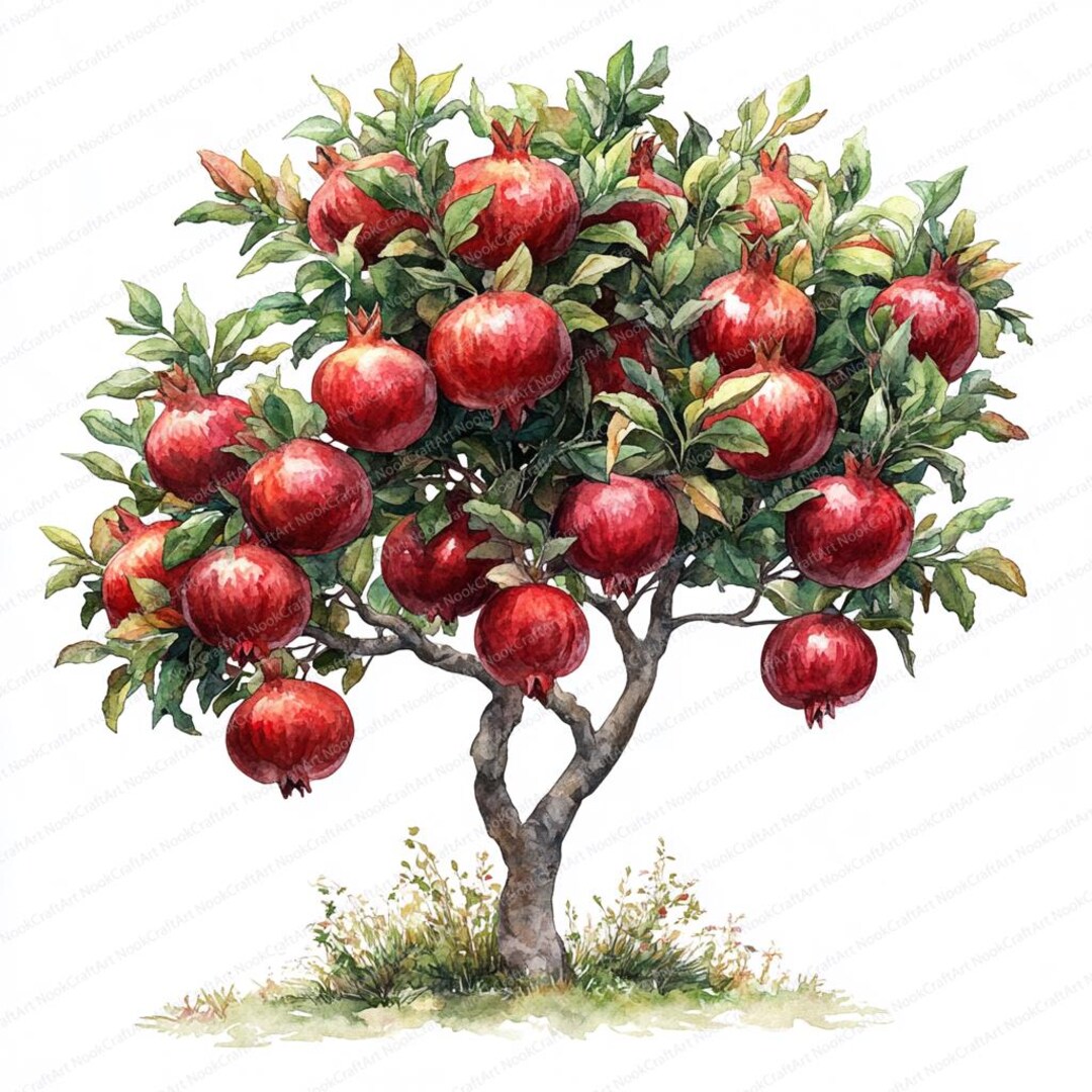 21 Pomegranate Tree Clipart | Artistic Fruit Illustration Design ...