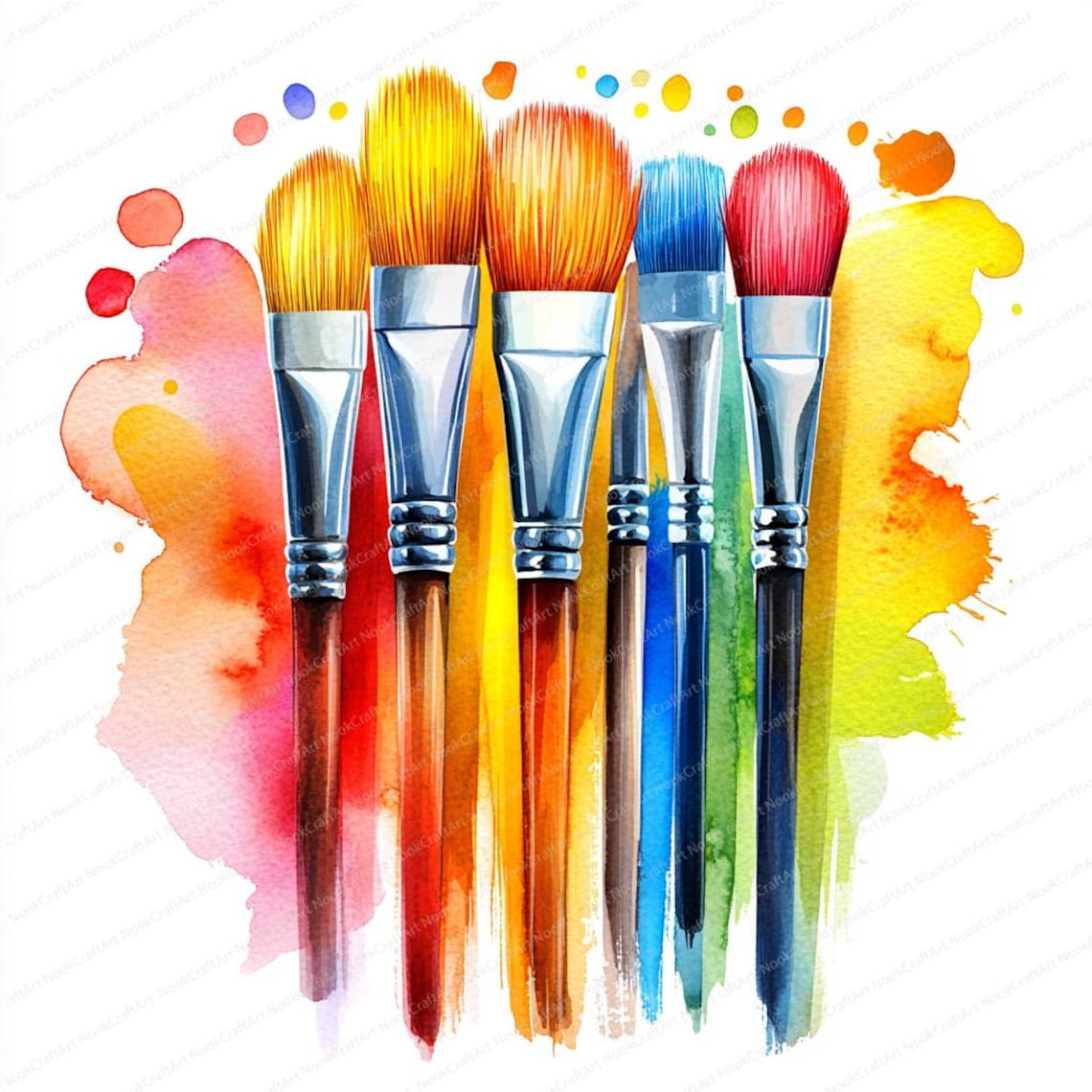 20 Paint Brushes Clipart | Watercolor Painting Supplies Images ...
