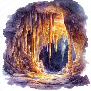 18 Cave Stalactites Clipart | Illuminated Underground Artwork ...