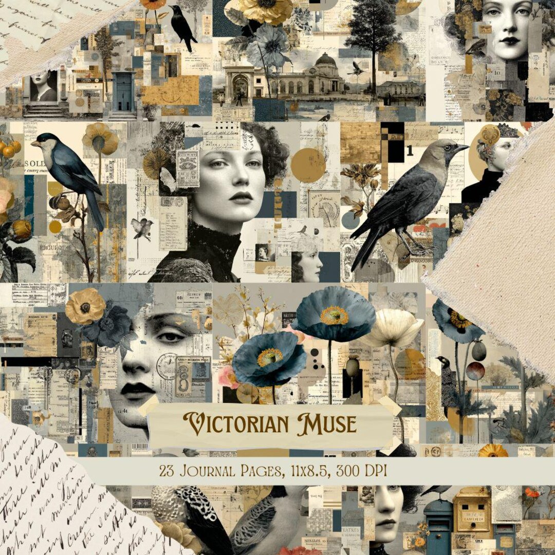 Victorian Muse Junk Journal Kit | Vintage Lady Portrait Collage Sheets ...
