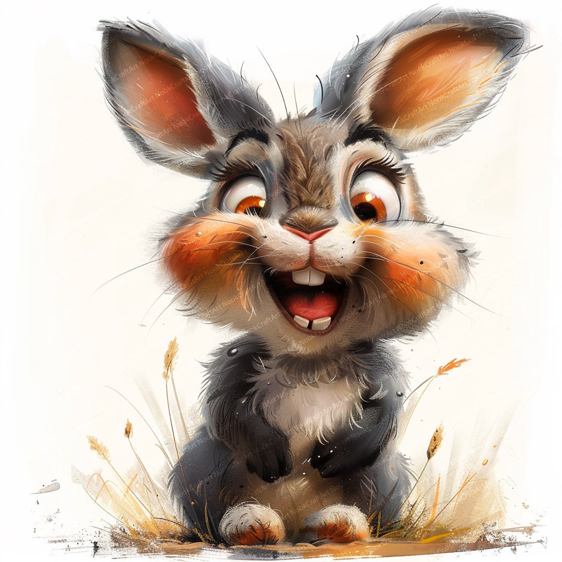 12 Hare Clipart Happy Hares Printable Watercolor Clipart Rabbit High ...