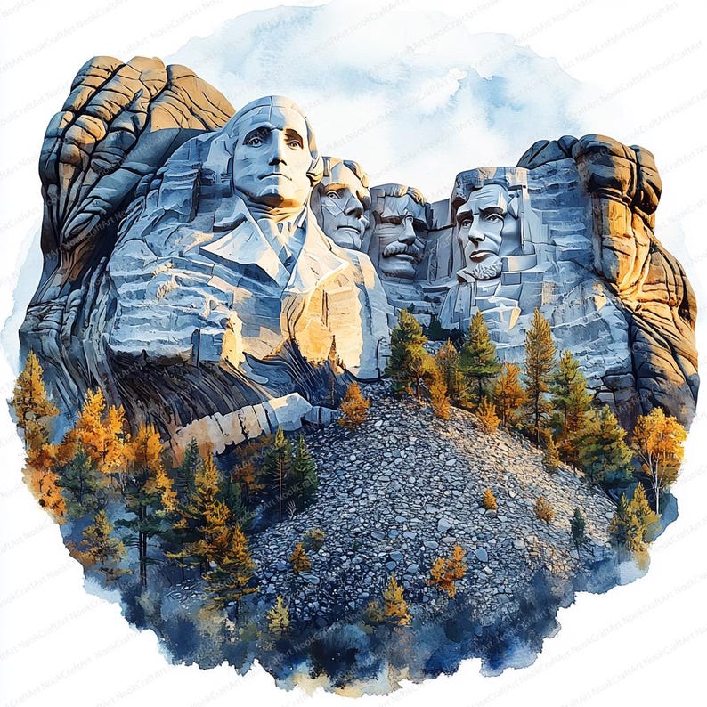 24 Mount Rushmore Clipart | Iconic Monument Illustration Set ...