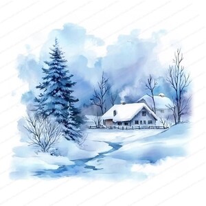 20 Winter Scenes Clipart | Watercolor Winter Woodland Clipart | High ...