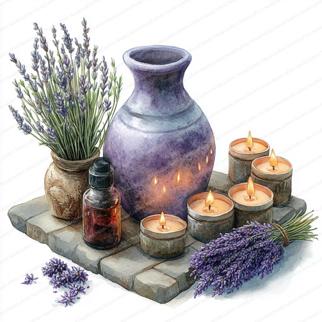24 Essential Oil Burner Clipart | Candle and Herb Vectors | Printable ...