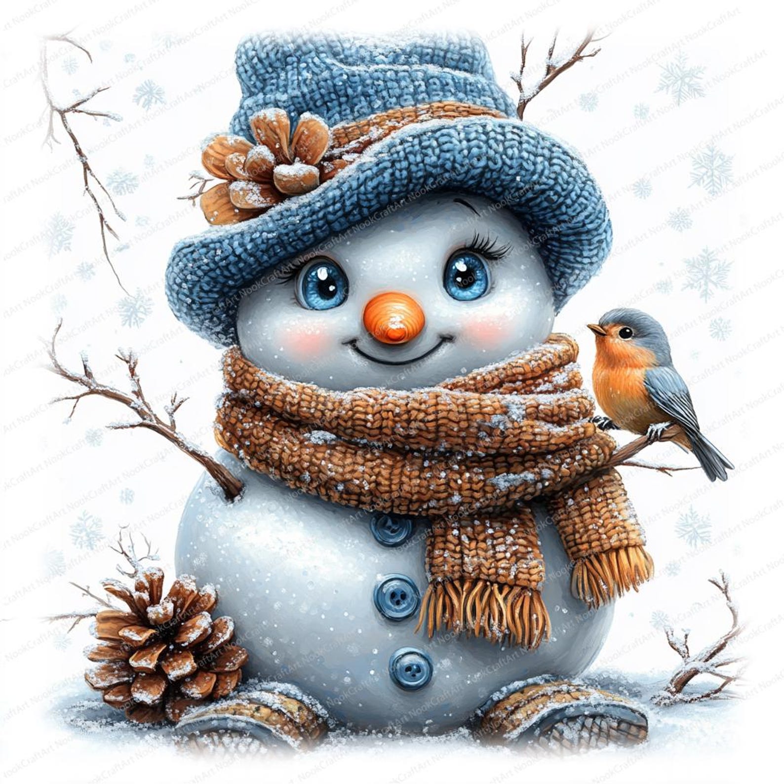16 Marry Christmas Snowman Bundle Clipart | Printable Watercolor ...