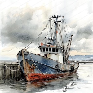 20 Fishing Trawlers Clipart | Colorful Fishing Boats Illustrations ...