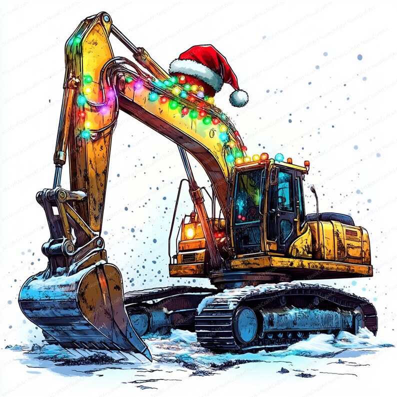 14 Watercolor Construction Truck | Merry Christmas Excavator ...